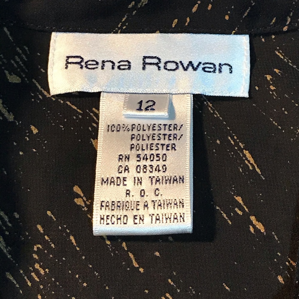 Rena Rowan Black Semi Sheer Retro Splash Print - Gem